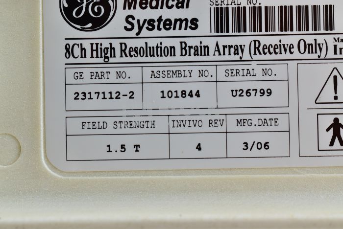 2317112-2 - GE - MRI - 8 Channel High Res Brain Array (Legacy) Coil ...