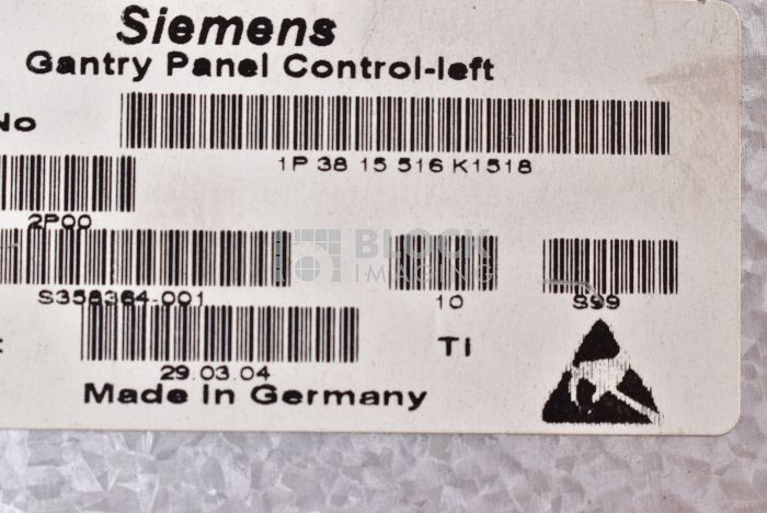3815516 - Siemens - CT - Gantry Panel Control Left | Block Imaging