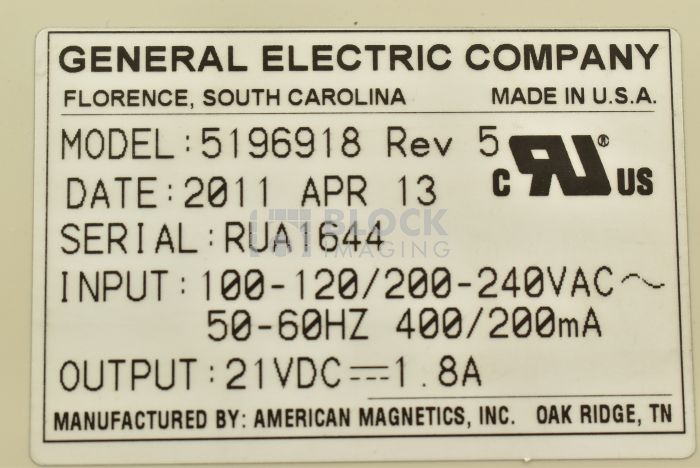 5196918 - GE - MRI - Magnet Rundown Unit | Block Imaging